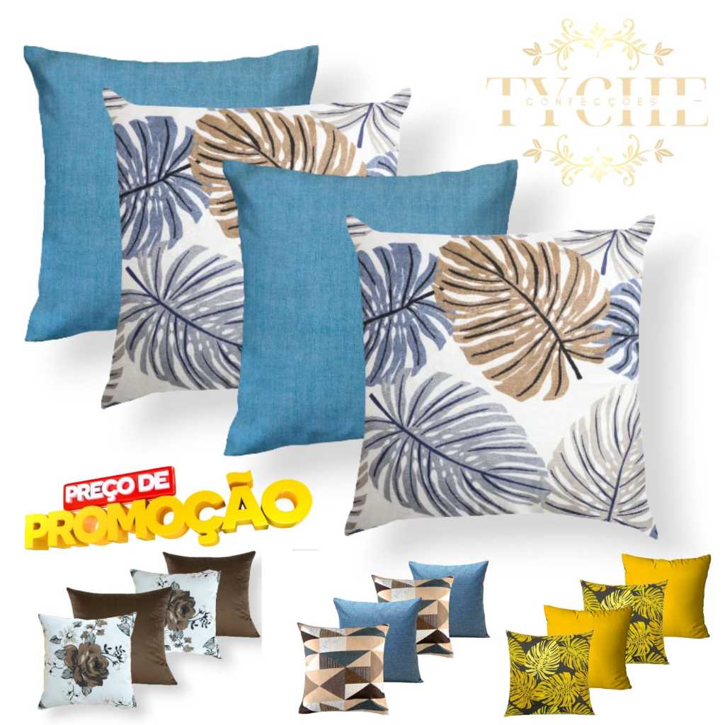 Kit c/4 Almofadas Cheias Decorativas c/Zíper | Shopee Brasil Kit c/4 Almofadas Cheias Decorativas c/Zíper | Shopee Brasil