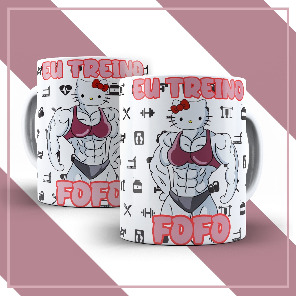 Caneca Porcelana Hello Kitty Bodybuilder, Maromba, Fitness | Shopee Brasil