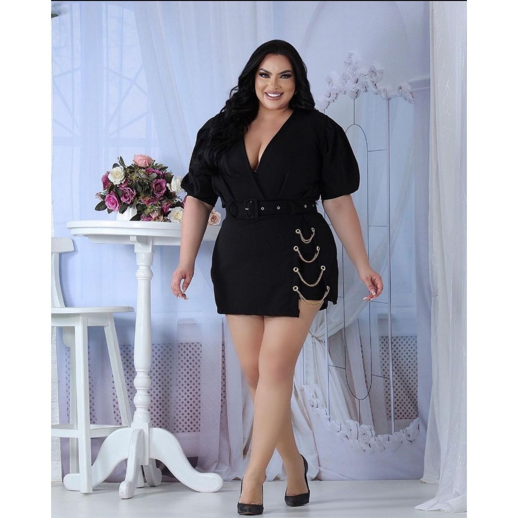Macaquito Plus Size Veste 46 a 52 Todos vão com cinto | Shopee Brasil