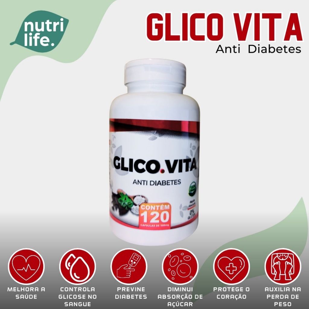 1UN Glicovita composto 120 capsulas de 500 mg | Shopee Brasil