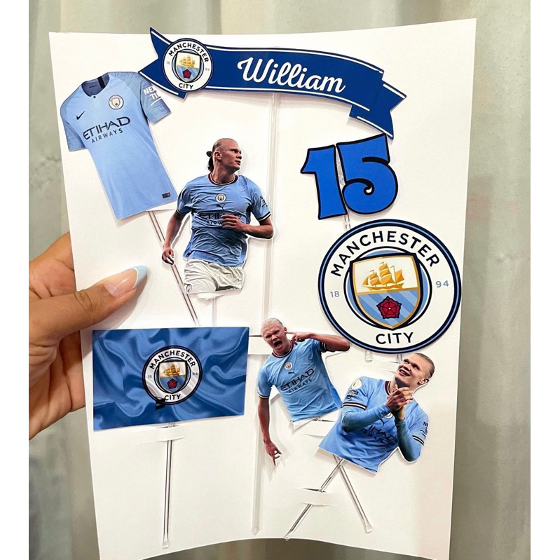 Topo Topper de bolo personalizado Manchester city | Shopee Brasil