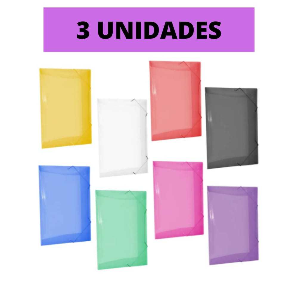 Pasta Com Elástico Transparente Para Organizar Documentos kit C/3 ...