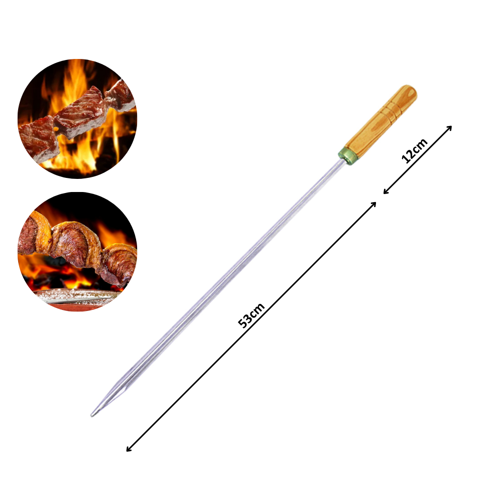 Espeto Simples 65cm Para Churrasco Com Cabo em Madeira | Shopee Brasil