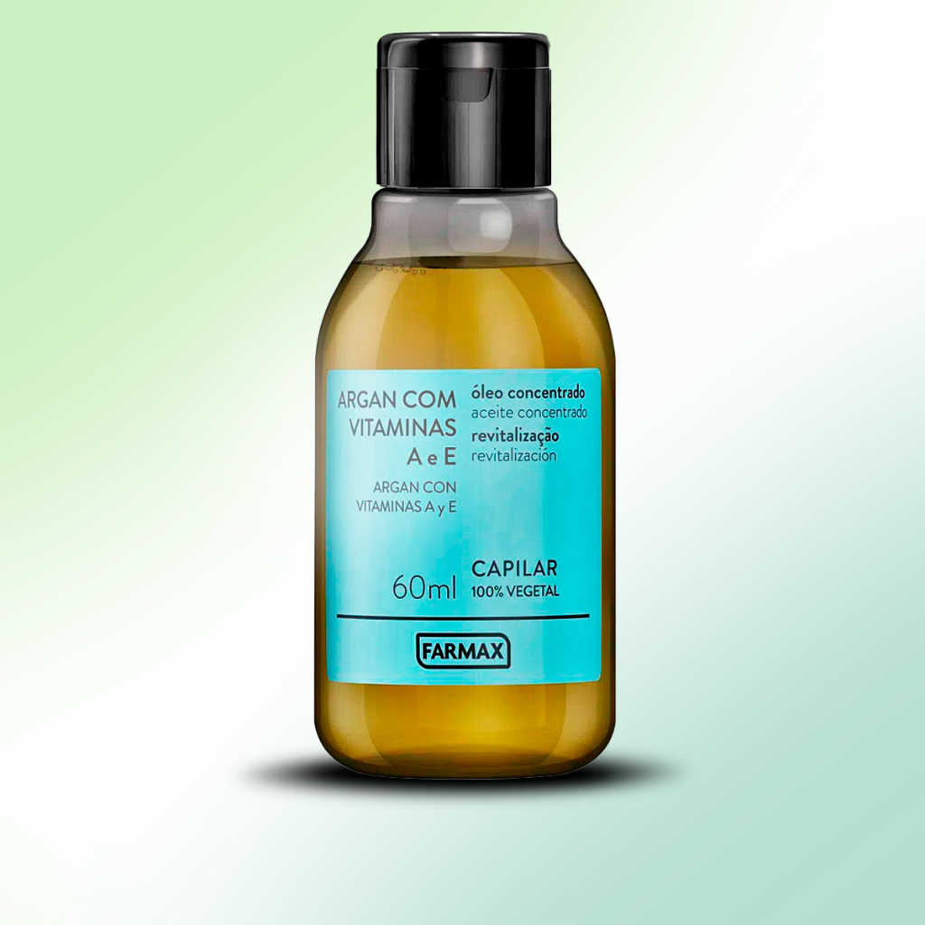 Óleo Capilar de Argan Farmax 60ml c/ Vitaminas A & E (100% Vegetal ...