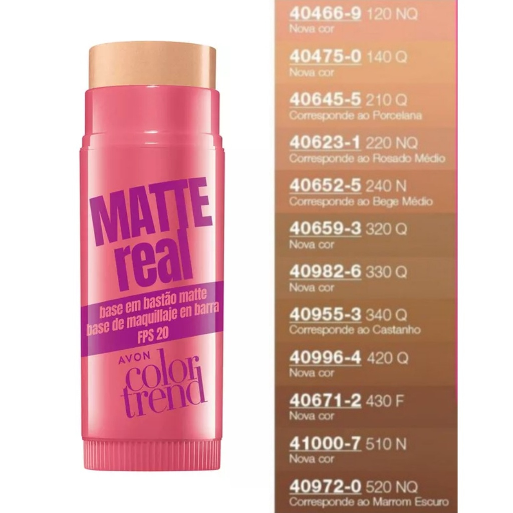 Base em Bastão Matte Real avon FPS20 3,6g escolha sua cor. | Shopee Brasil
