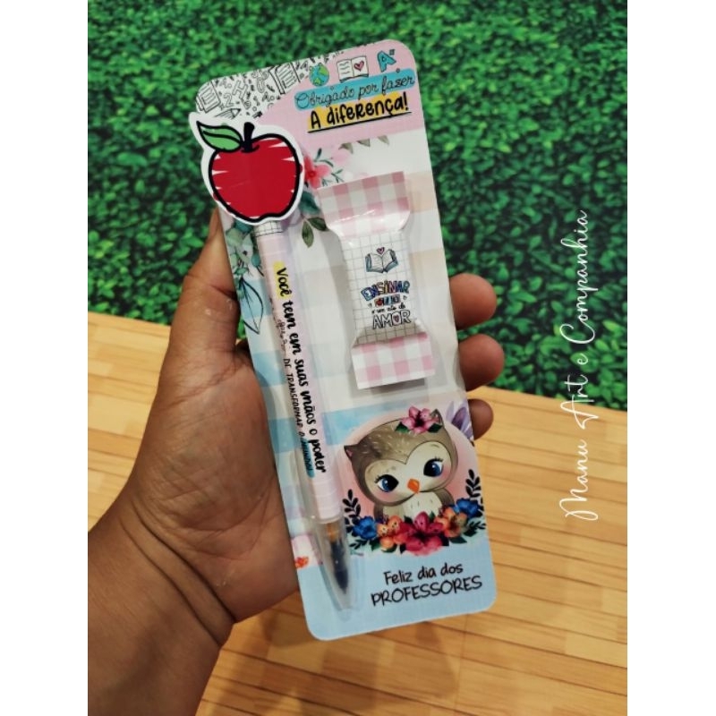 Dia dos professores Cartão com caneta e bala, kit a partir de 5 itens ...