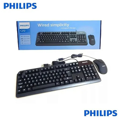 Kit Teclado E Mouse Com Fio Philips Wired Simplicity C212 | Shopee Brasil