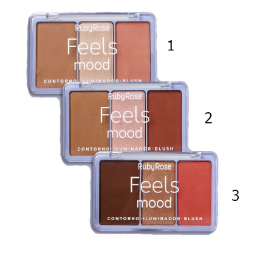 Paleta De Contorno, Iluminador, Blush Feels Mood Hb7526 - Ruby Rose | Shopee Brasil