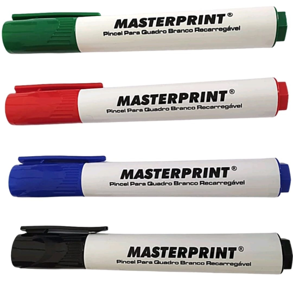 Pincel Canetão Quadro Branco Recarregável Masterprint Azul Preto Vermelho Verde | Shopee Brasil