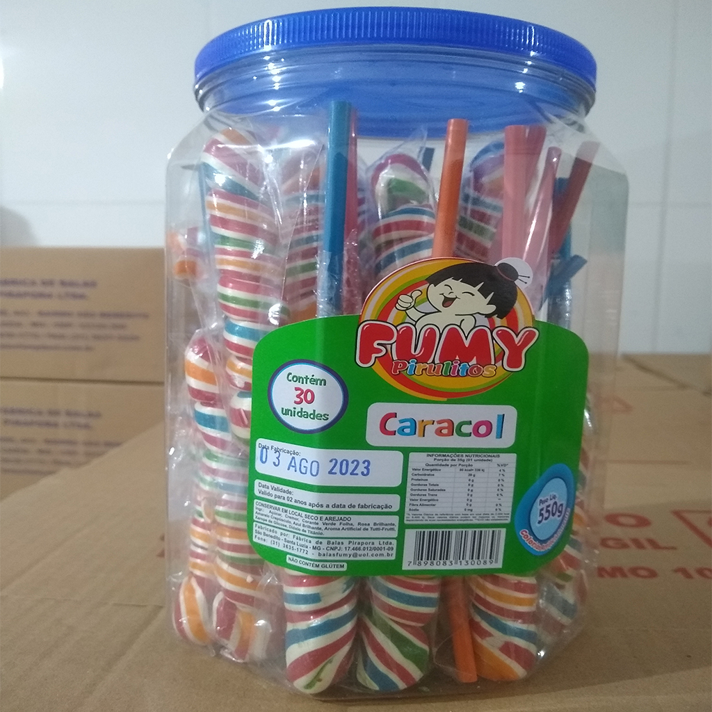 PIRULITO Caracol COM EMBALAGEM INDIVIDUAL sabor tutti frutti 30 ...