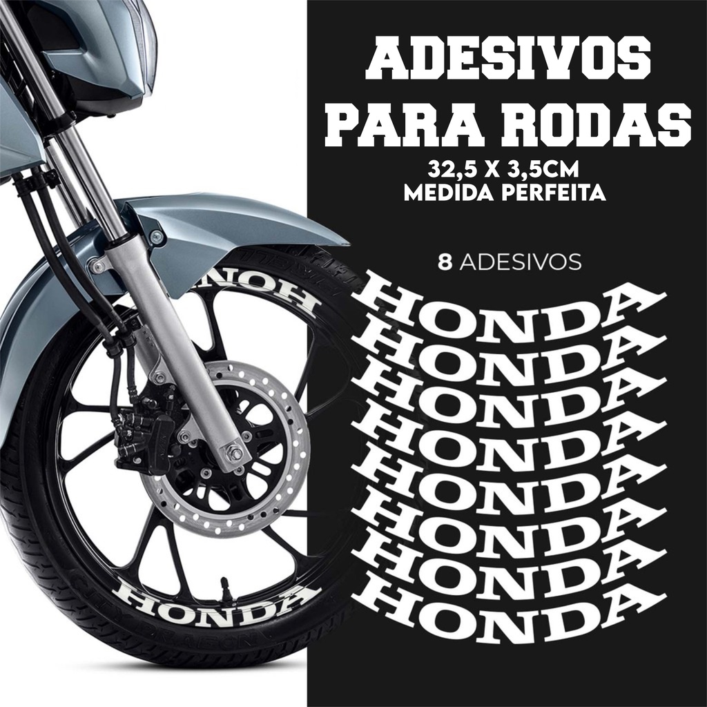 Kit 8 Adesivos Honda Escrita Roda Moto Titan Fan Cg Start | Shopee Brasil