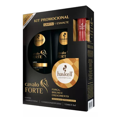 Kit Promocional Haskell Cavalo Forte 500 ml (Shampoo, Condicionador + Esmalte) | Shopee Brasil