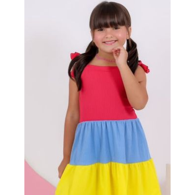 Vestido Infantil tres Maria Tricolor Menina Tia Dani Kids | Shopee Brasil
