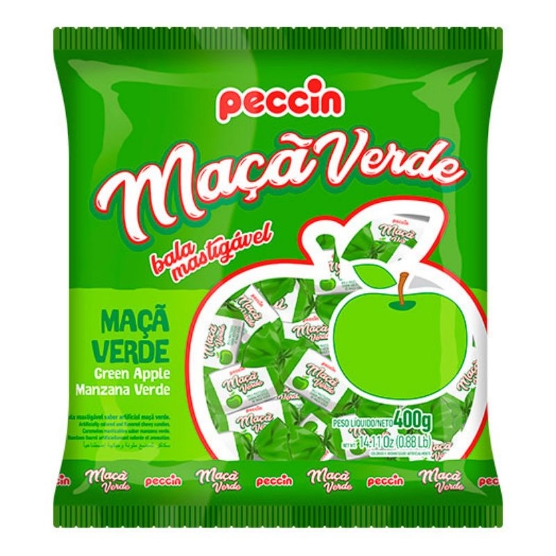 Bala Maçã Verde - 400g. Pacote com 80 unidades. Marca: Peccin | Shopee ...