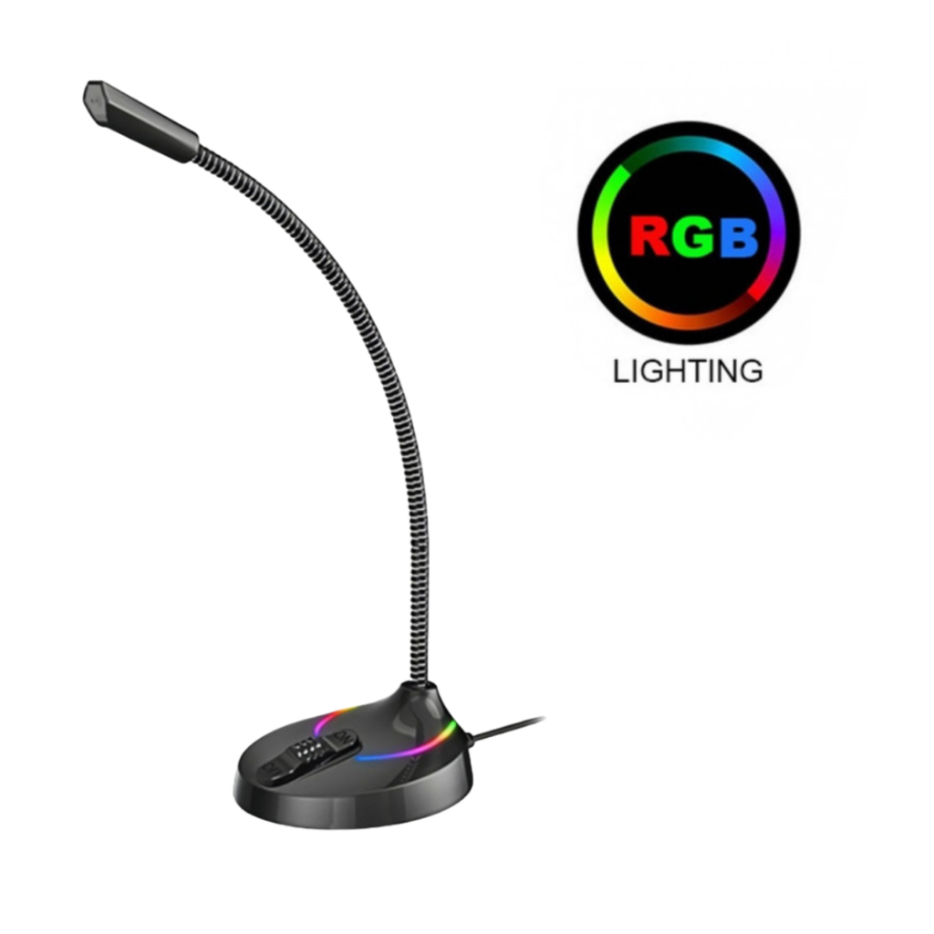Microfone de mesa Omnidirecional USB com Led RGB Gamer para computador ...