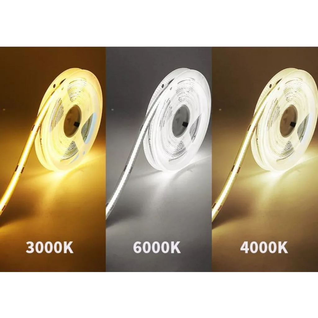 Fita Led Cob 3000k 4000K 6000K 5mts 8mm 252led/320led/480led/M 12v Ip20 Para Perfil | Shopee Brasil