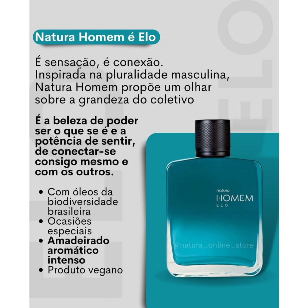Perfume Masculino Homem Elo Deo Parfum Natura 100ML | Shopee Brasil