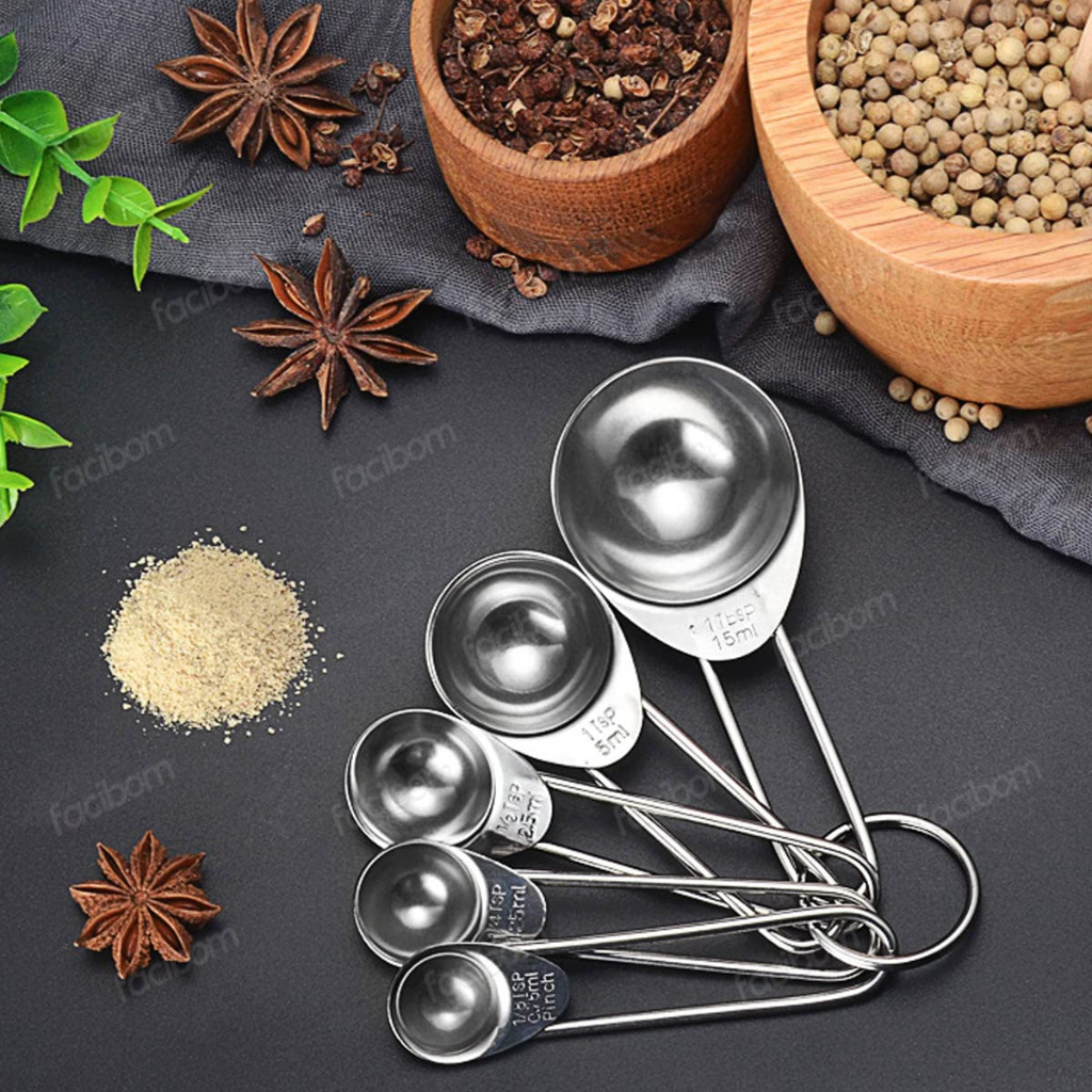5 Colheres Colher Medidoras 13,5x4x2cm Varias Medidas Medida Cozinha ...