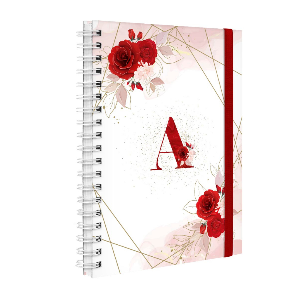 Agenda Plus 2024 Planner Semanal Monograma Floral Vermelha e Ouro Letra Inicial | Shopee Brasil