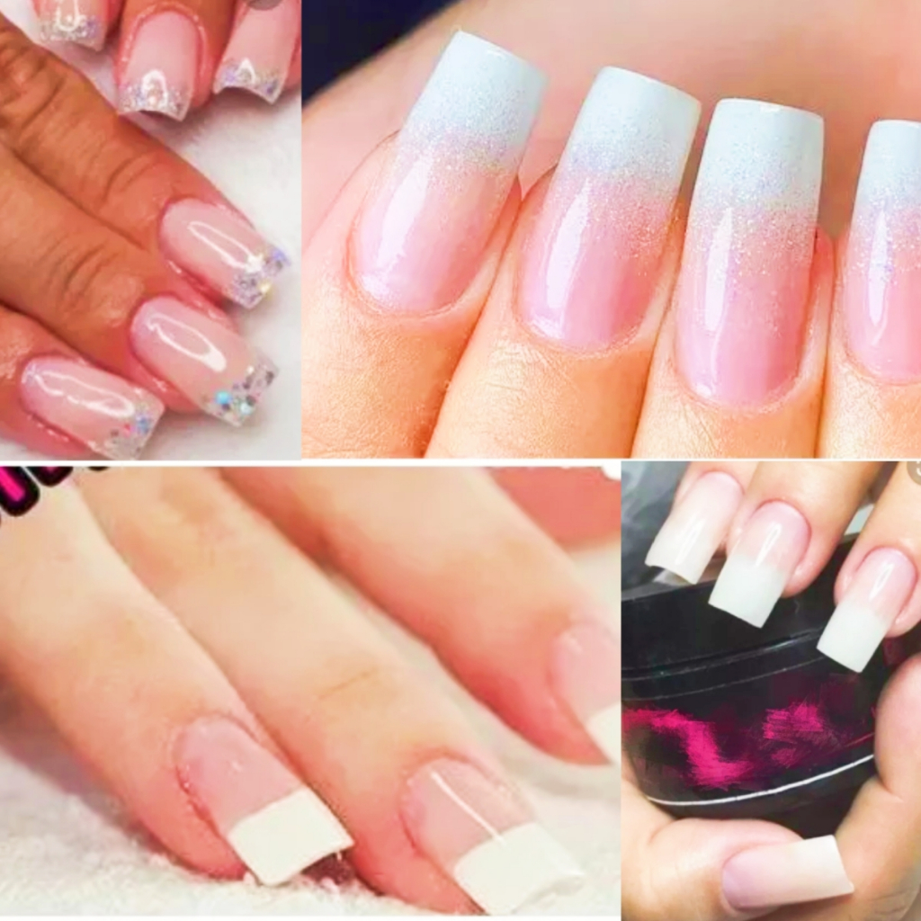 Kit100 Unhas Postiças Acrigel Tips Acabamento Meia Lua/Formato unhas ...