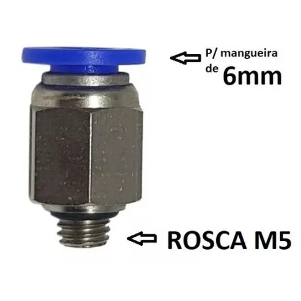 Conexão Pneumática Instantânea - reta macho - Conector Acoplador Engate rápido Rosca BSP ...