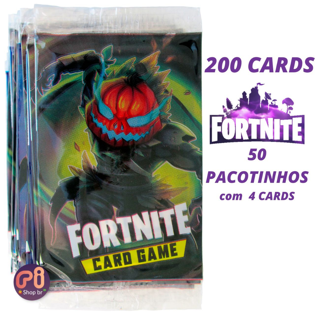 Kit Com 200 Cards Fortnite = 50 Pacotinhos Lacrados Com 4 Cartinhas ...