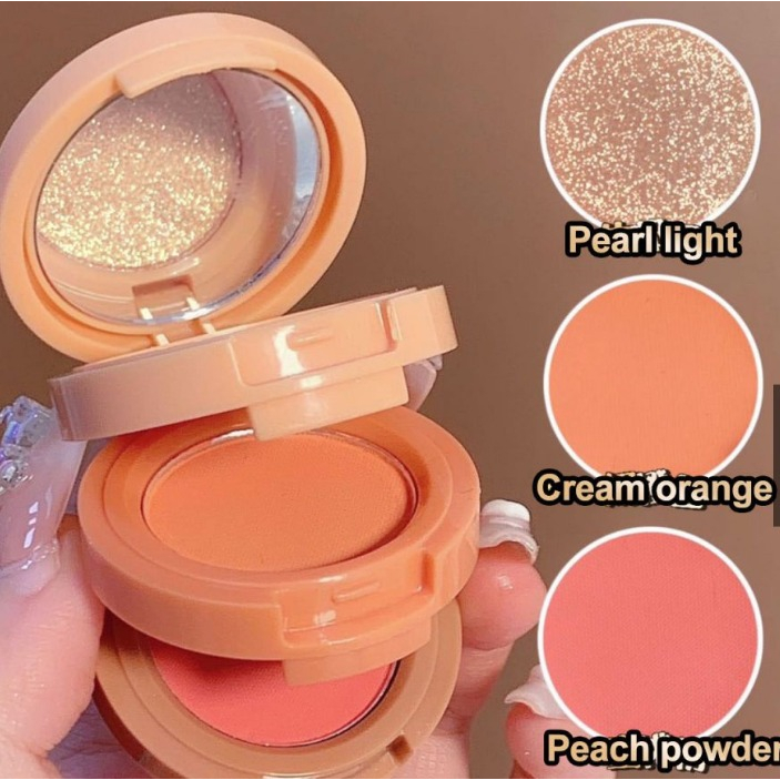 Paleta De 3 Camadas Blush Iluminadora Cores Para Rosto/Maquiagem cor 02 ...