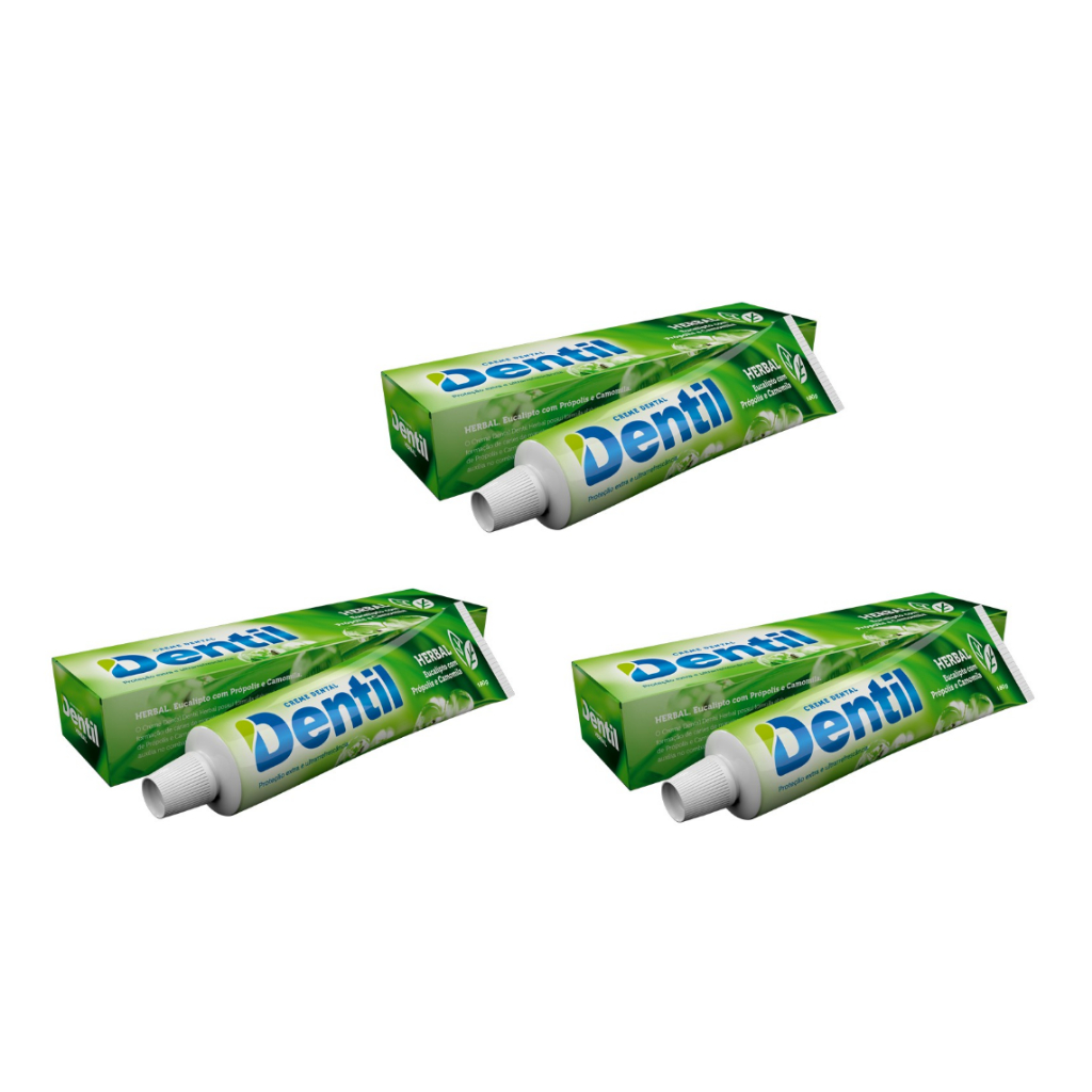 03 Creme Dental Dentil 180g Herbal Grande Tamanho Família | Shopee Brasil