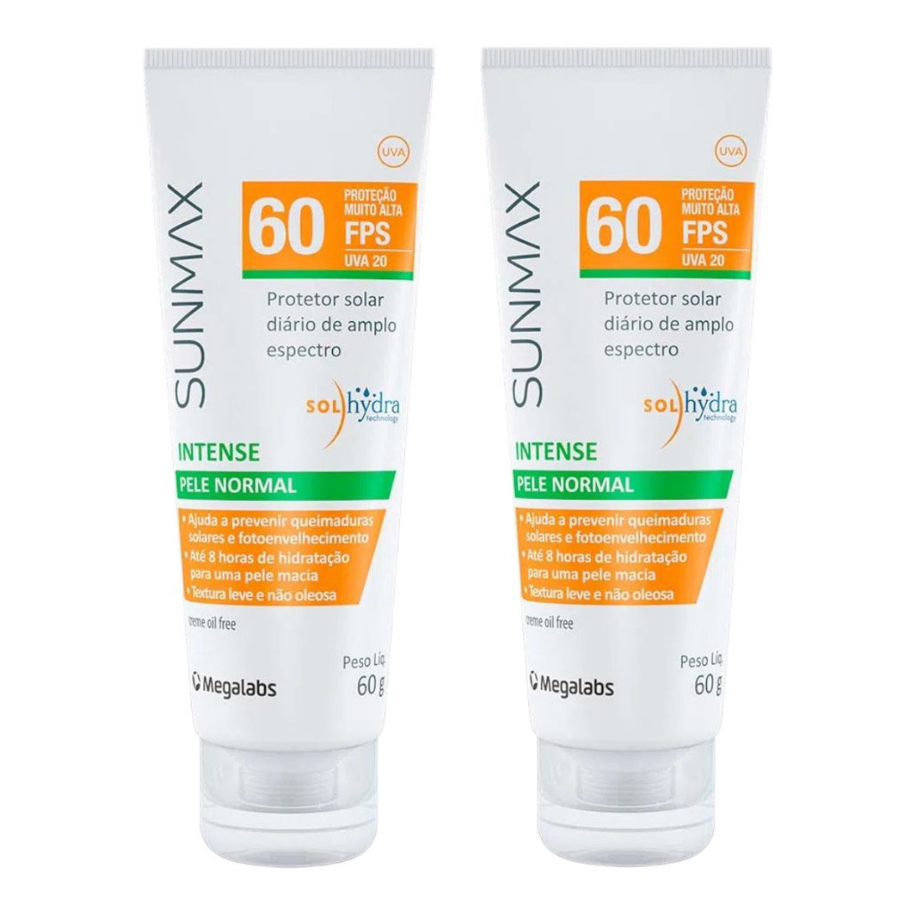 Kit 2 Caixas Protetor solar Sunmax intense diario de amplo espectro 60g ...