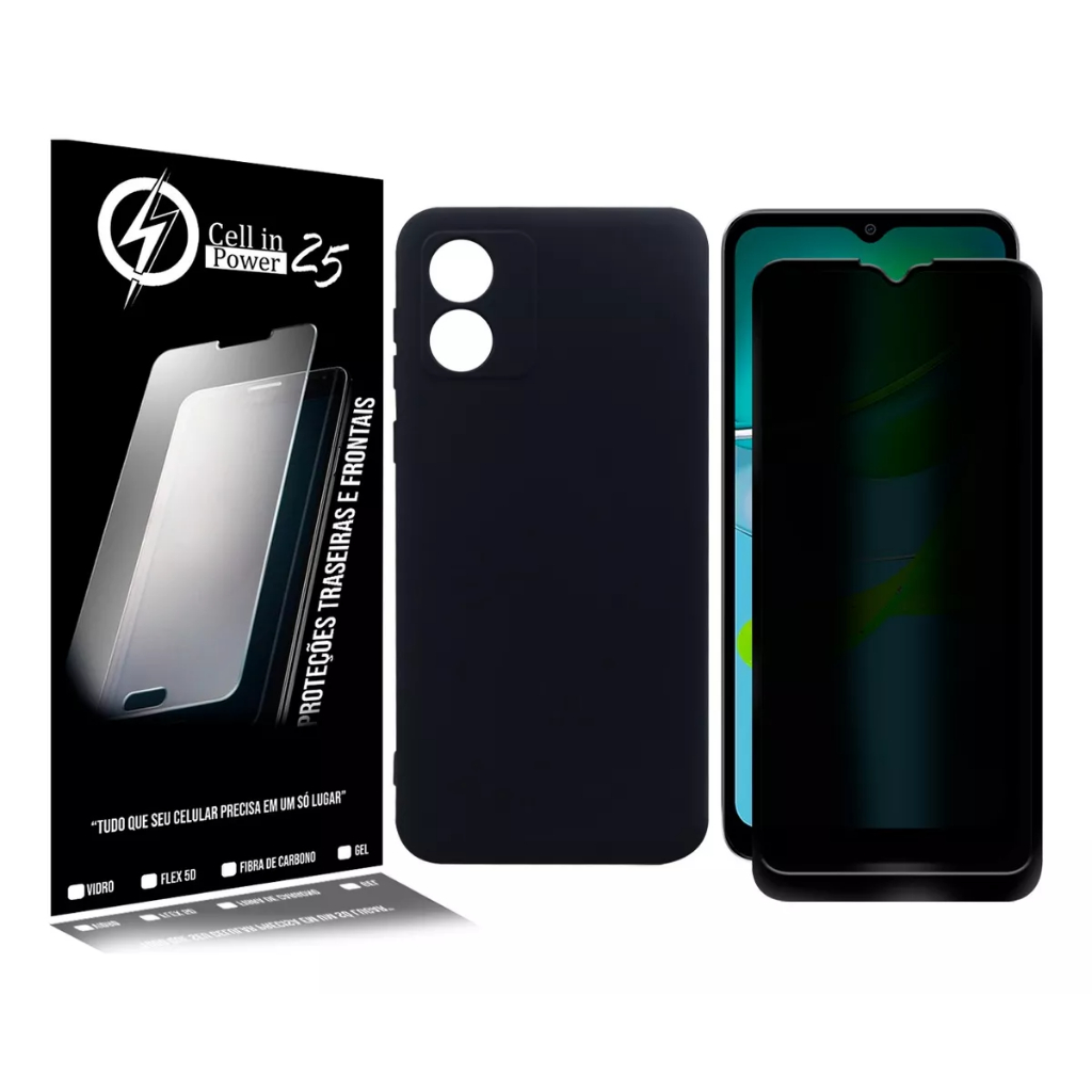 Capa Capinha Case Aveludada + Película 9D Privativa Privacidade Motorola Moto E13 Xt2345 ...