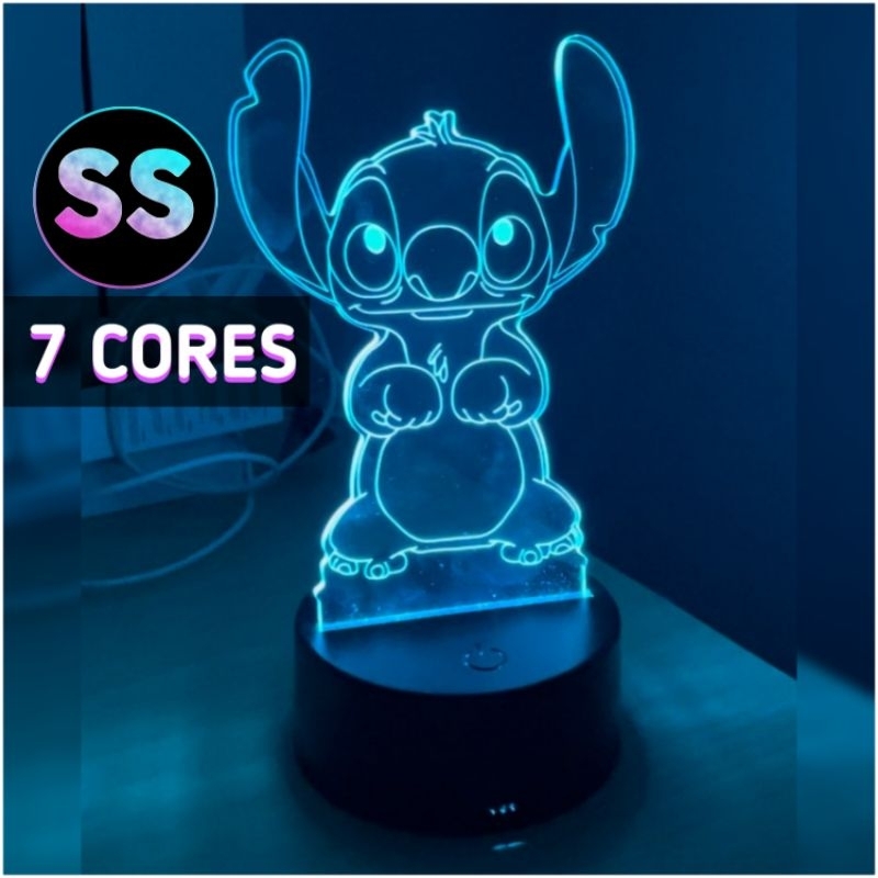 Luminaria led 3d Stitch led 7 cores | Shopee Brasil