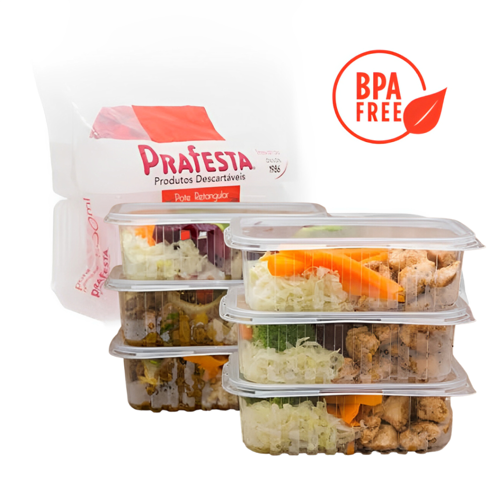 Pote Marmita Retangular Descartável 24un 350ml / 500ml Plástico Microondas Freezer | Shopee Brasil