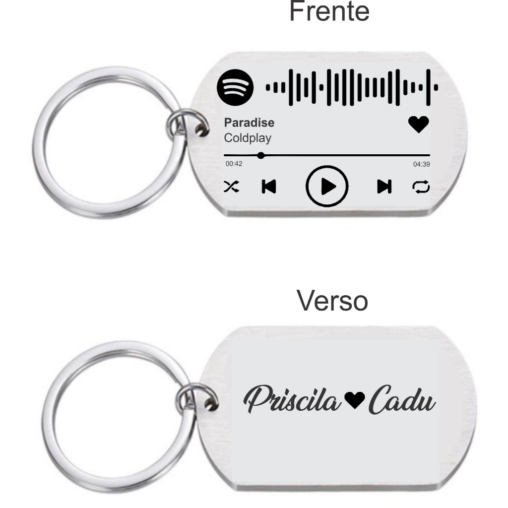 Chaveiro Aço Inox Dog Tag Personalizado (SPOTIFY CODE) - Faz a Boa!