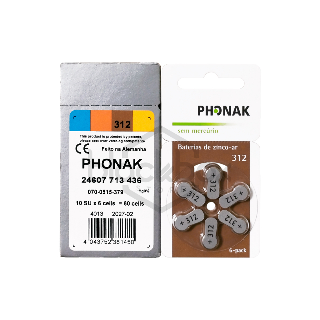 60 Baterias Pilhas Aparelho Auditivo 312 PR41 - Phonak | Shopee Brasil