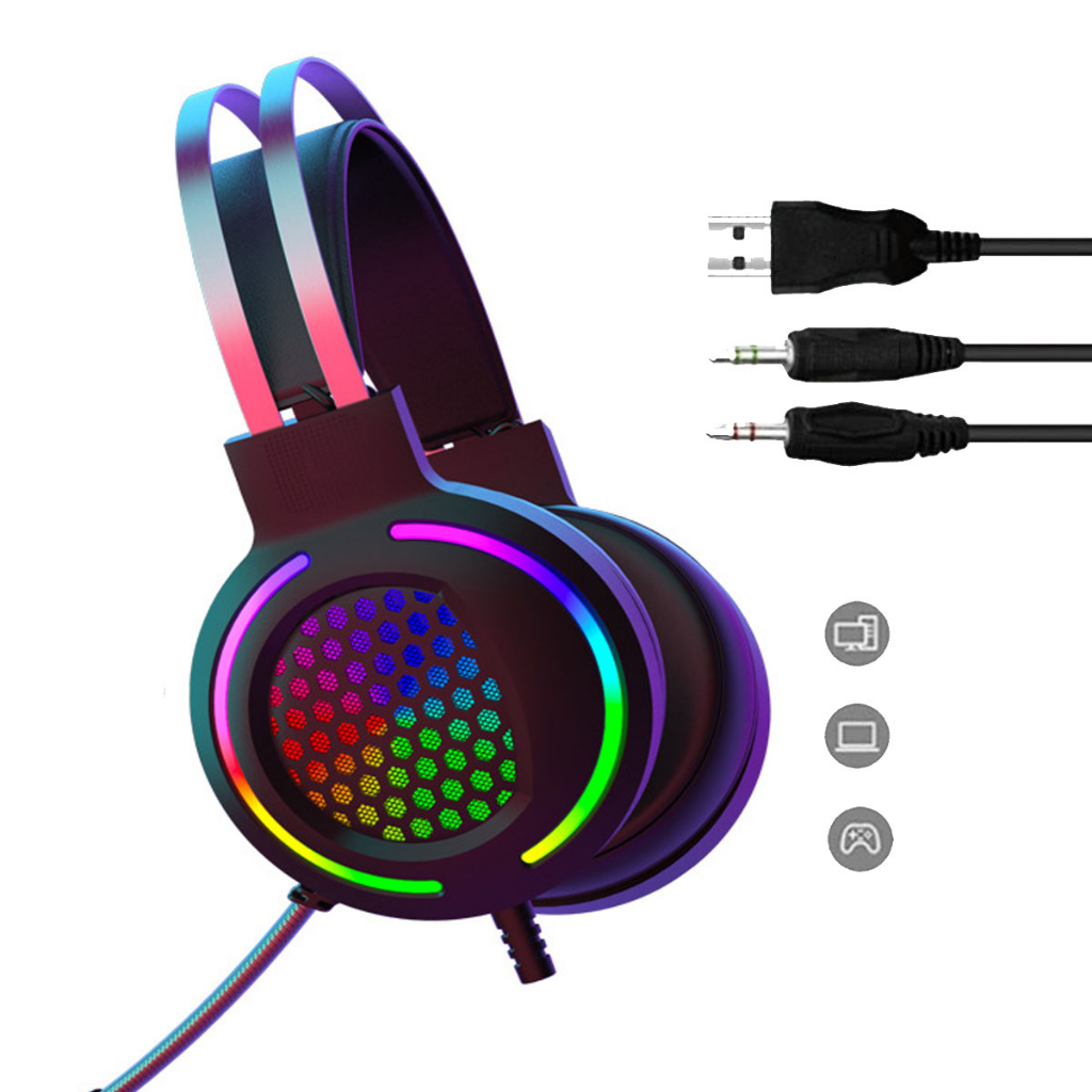 Headset Gamer Led RGB Over-ear RGB AS-60 | Shopee Brasil