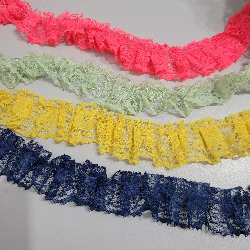 Renda Drapeada Franzida 3,8 cm de largura Peças com 10 metros | Shopee ...