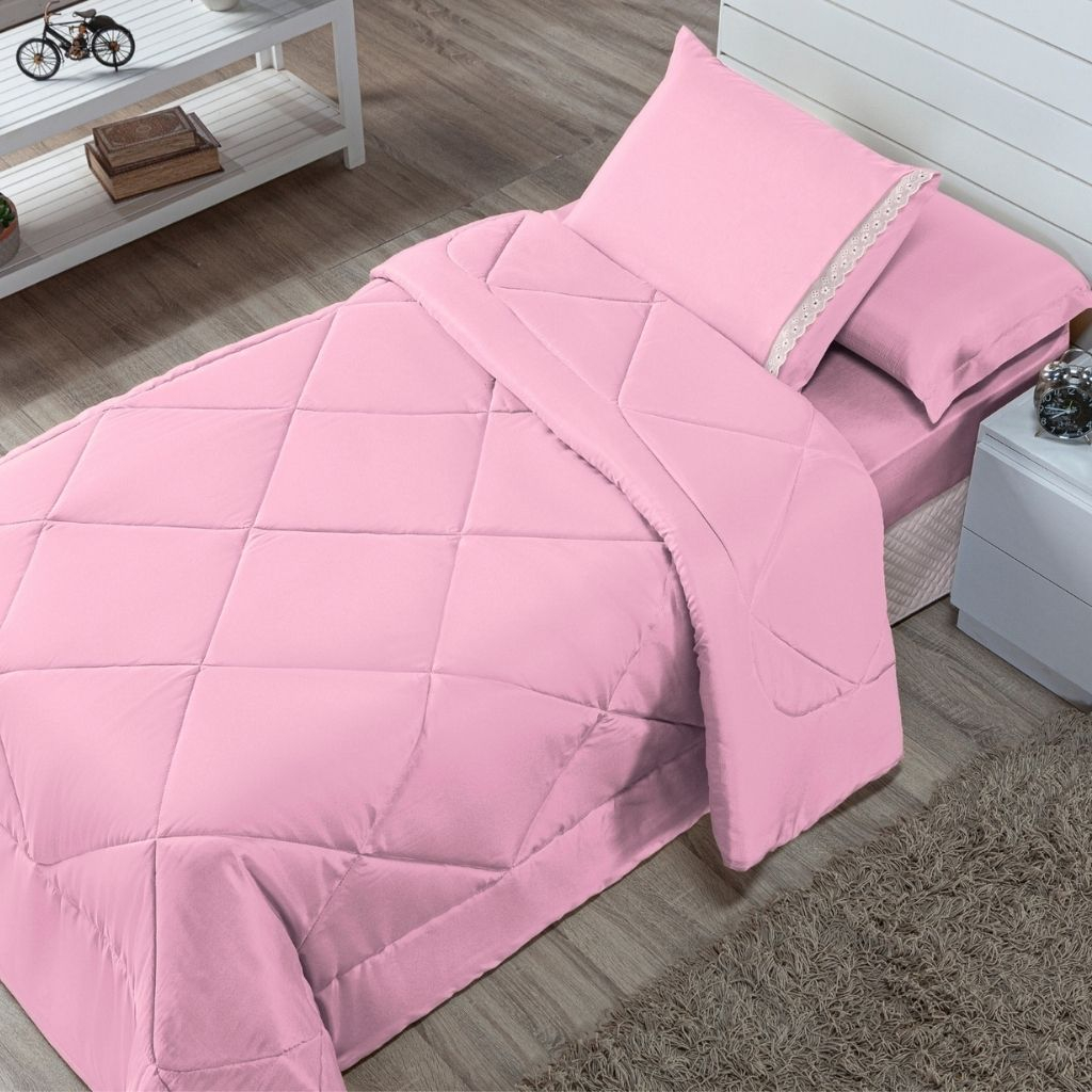 Kit Edredom Solteiro 2,40m x 1,60m Dupla Face Cobre Leito Solteiro ...