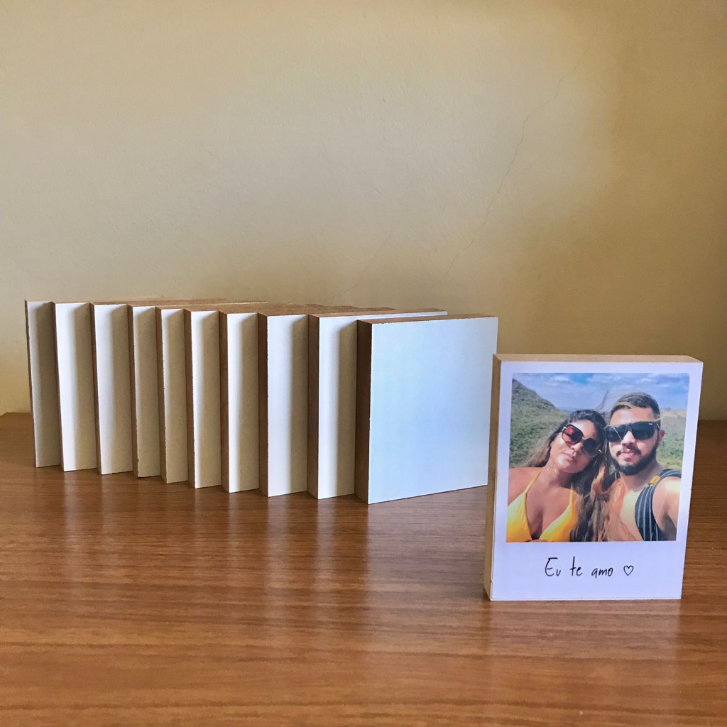 Kit 10 Bases de MDF para Fotos Polaroid de Mesa adesivas Namorados 15mm ...