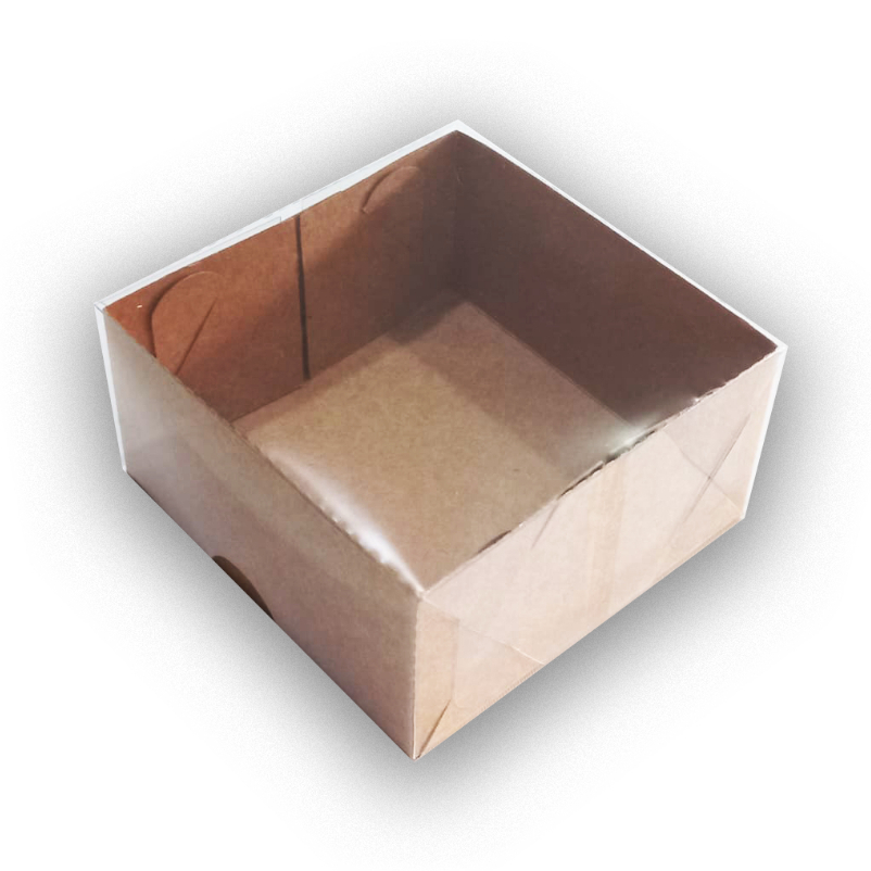 Caixa Kraft para Presente 8x8x4 cm Visor Acetato, 10 unid, Papel Duplex ou Kraft, Embala Cristal ...
