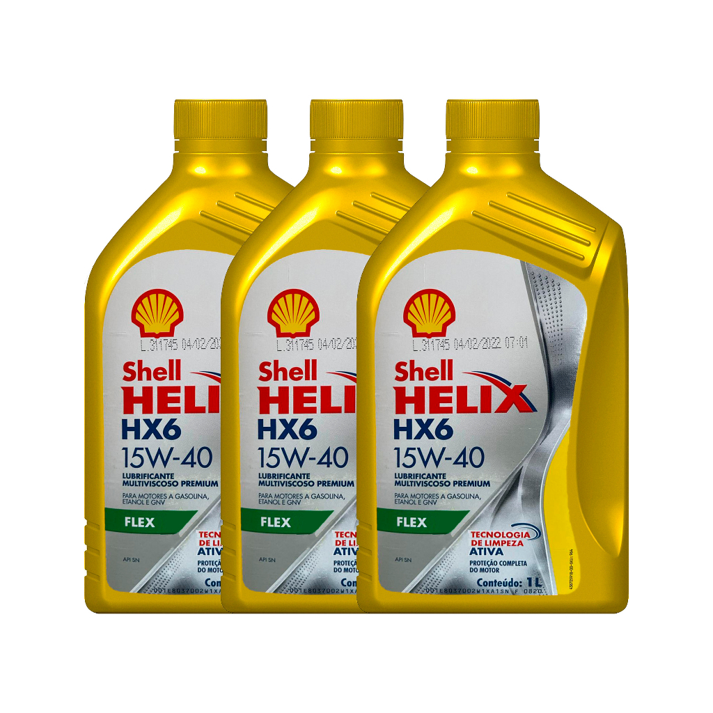 Kit com 3 Óleo De Motor 15w40 Shell Helix Hx6 Flex Api SN 1l | Shopee ...