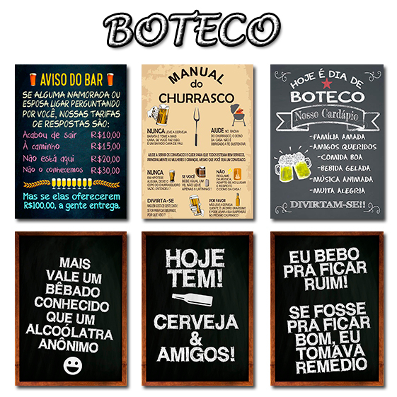 Quadro Decoração Placas MDF Tema Boteco Buteco Área De Churrasco Amigos ...