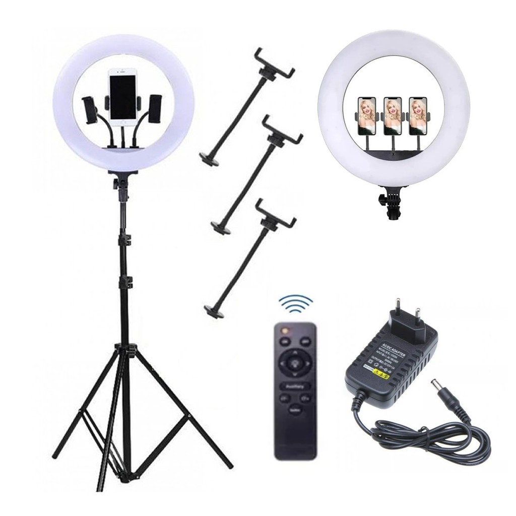 Ring Light Iluminador 14 Polegadas Tres Suporte Celular Fonte Com Tripe De 2.10 Metro | Shopee ...