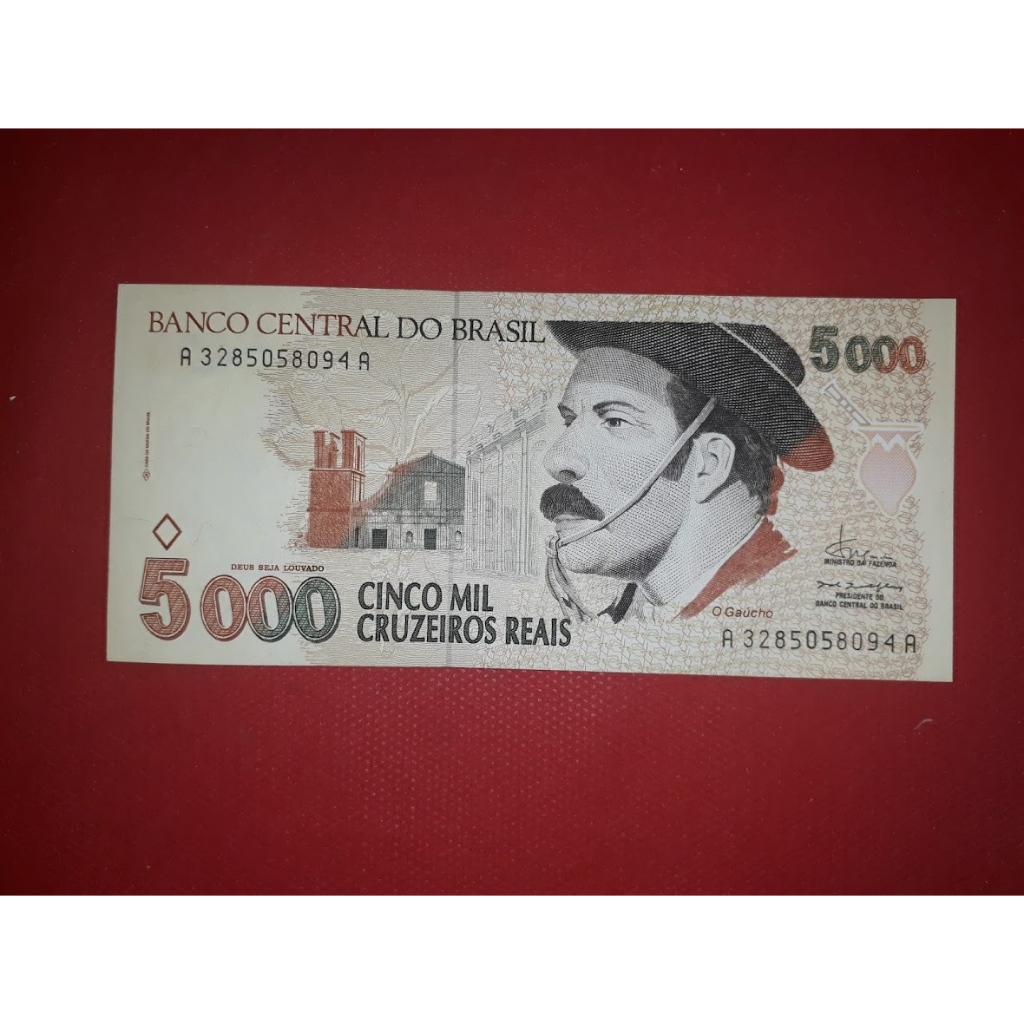 Cedula C 239 5000 Cruzeiros reais 1993 Gaucho - SOBFE | Shopee Brasil