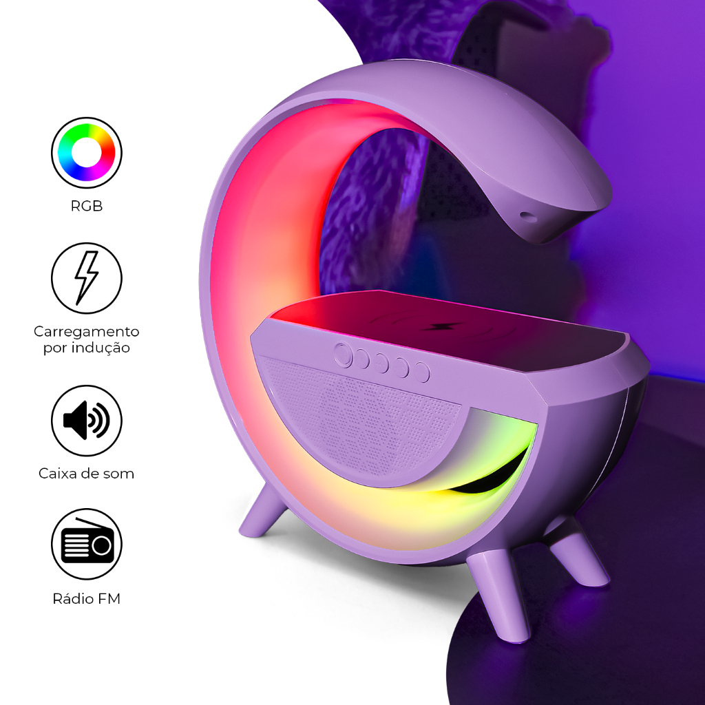 Luminária G Speaker Caixa Som Carregador Indução Rgb Bt 2301 | Shopee ...