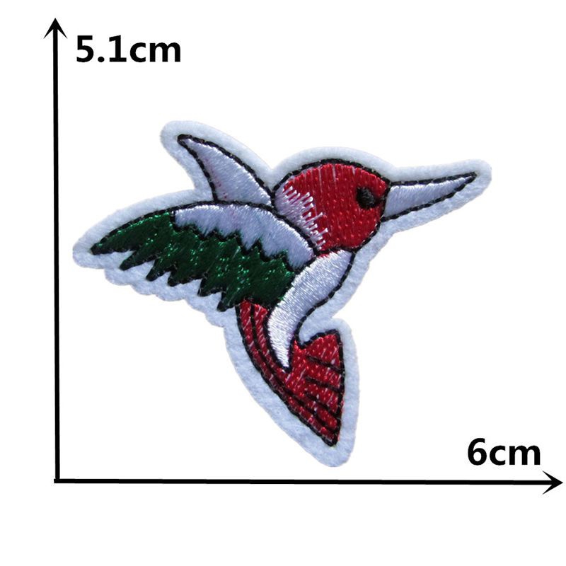 Adesivo de Roupa Aplique Patch Bordado Termocolante Pássaro Passarinho Ave Beija Flor Vermelho ...