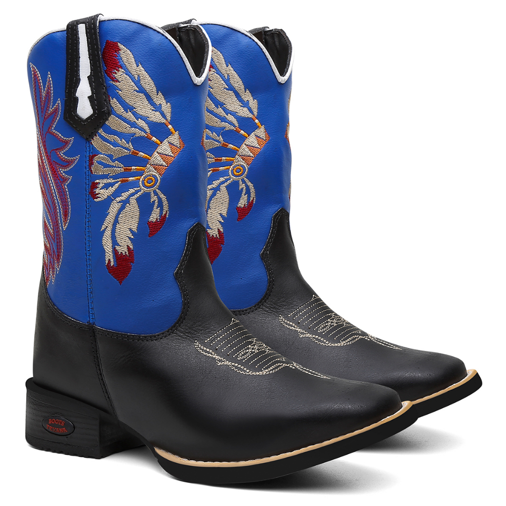 Bota Texana Country Masculino Em couro Cano Alto Bordado | Shopee Brasil