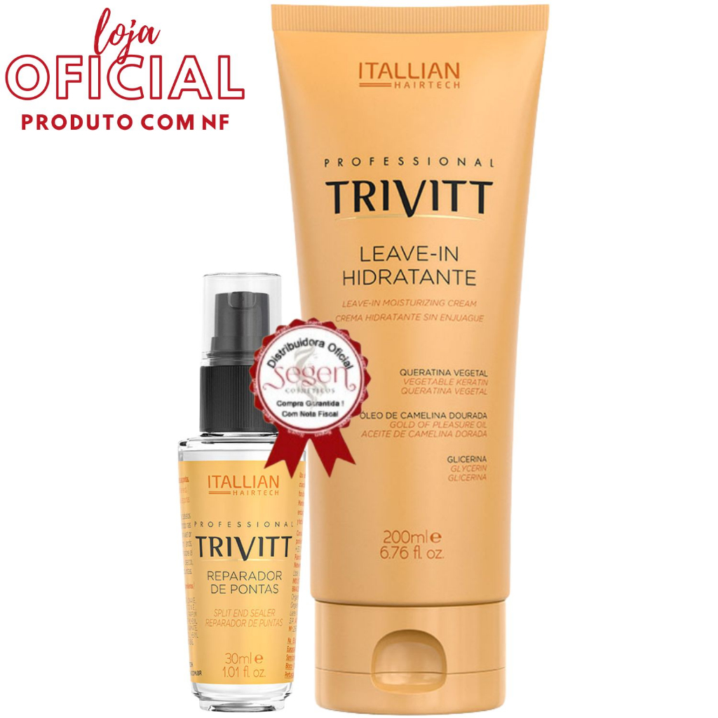 Kit Trivitt Leave-in hidratante 200ml e Reparador de pontas 30ml ...