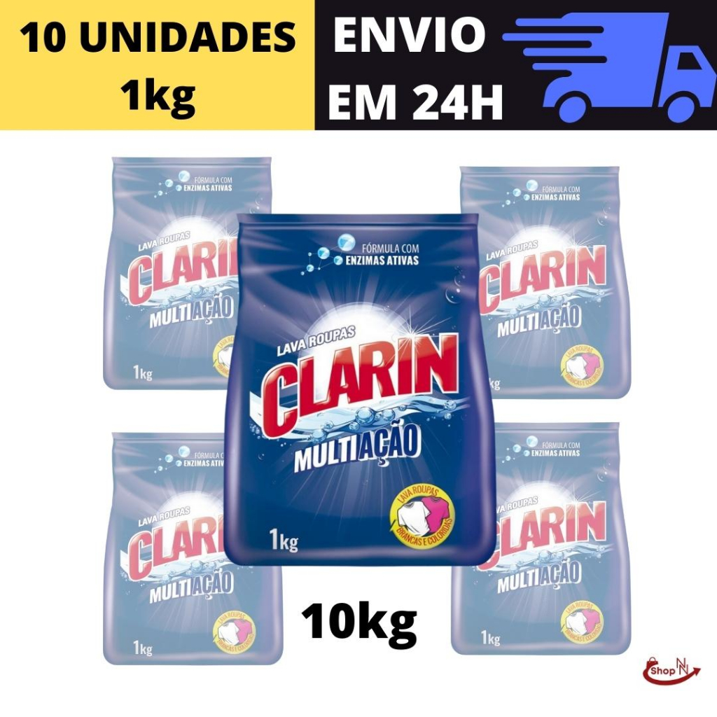 SABÃO EM PÓ CLARIN LAVAGEM PERFEITA CHEIROSO MULTIAÇÃO ROUPAS BRANCAS E ...