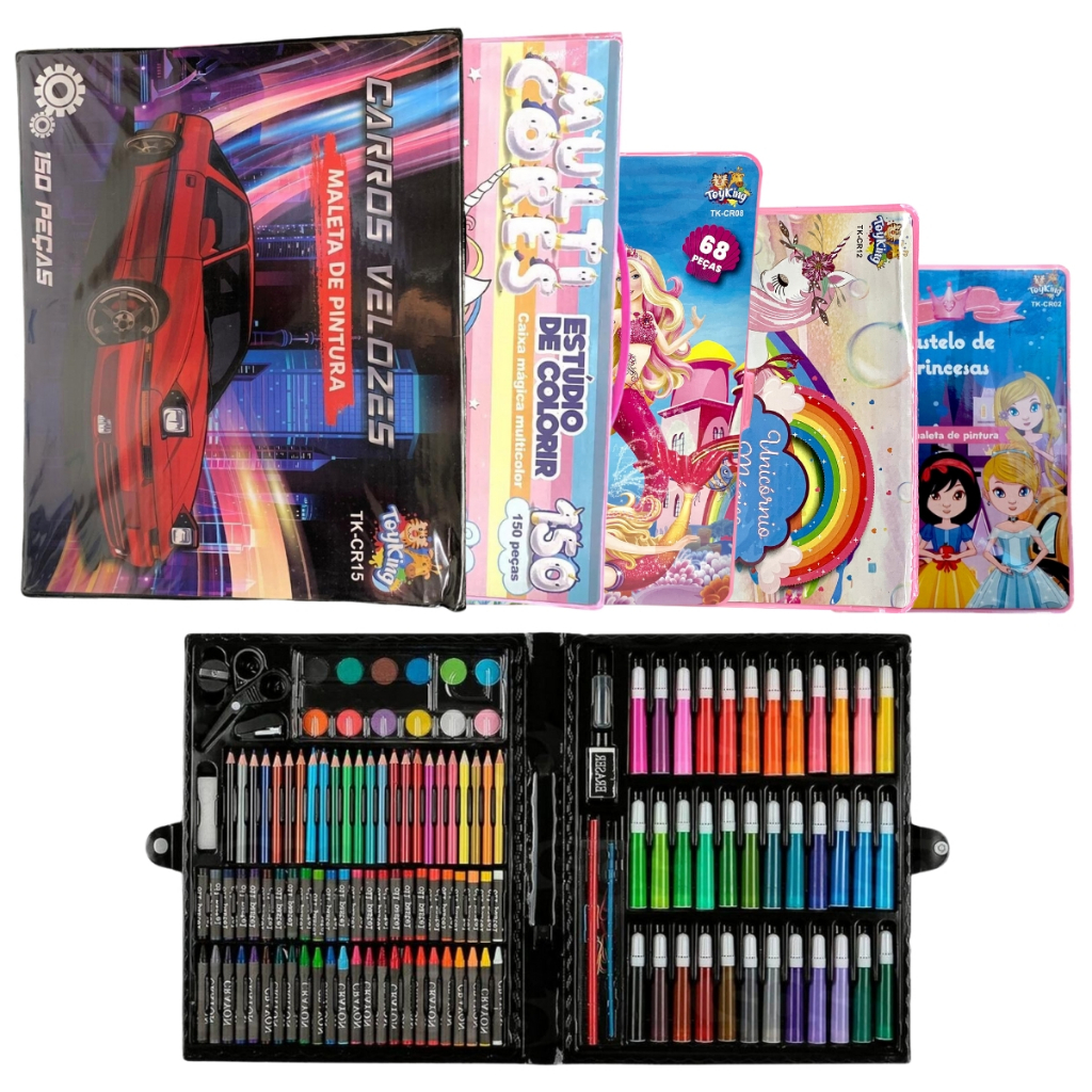 Maleta De Desenho e Pintura Infantil Kit Artístico Para Colorir | Shopee Brasil