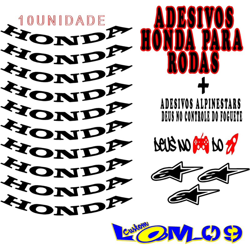 KIT ADESIVOS HONDA PERSONALIZADOS HONDA RODA TODAS PERSONALIZE SUA MOTO | Shopee Brasil